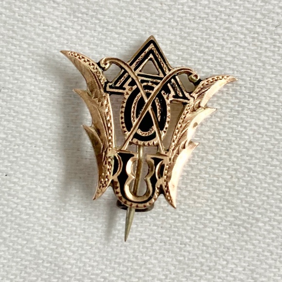 Jewelry | Victorian Era Brooch In Gold Tone And Black Enamel | Poshmark